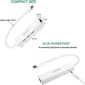 USB C OTG Hub with Ethernet Adapter Compatible for Samsung Galaxy S9 S10 S8 and MacBook (Air/Pro ) for Wired LAN Internet Connection and External Storage