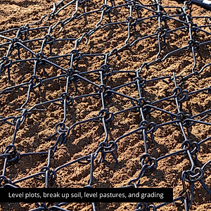 Titan Attachments Heavy Duty Drag Harrow 4.5 FT x 5 FT Leveling Grading Steel Mesh, 3/8in Tines, Tow Behind Agricultural-Style Drag