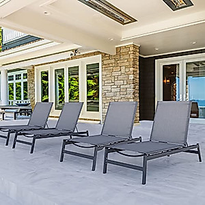 HAPPATIO Patio Chaise Lounge,Patio Lounge Chair with Breathable Textilene Fabric,Outdoor Patio Lounge Chairs for Patio Backyard Porch Poolside(Gray)