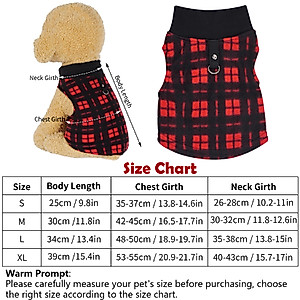 Rbenxia 4 Pieces Red Buffalo Plaid Dog Sweaters with Leash Ring Soft Fleece Vest Dog Pullover Warm Jacket Pet Dog Clothes Winter Dog Outfits for Small Puppy Cat Pets (Medium)