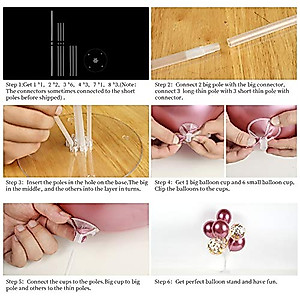 Balloons Stand Kit Table Decorations,2Set with 14Sticks,14 Cups,2 Base,12 Rose Gold Metallic Balloons 6 Rose Gold Confetti Balloons for Birthday,Baby ShowerWeddingAnniversary Table Party Decorations.