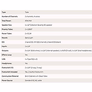 Blackstar HT Venue Series Club 40 MKII 1x12 Combo 40w w/Celestion 70/80 Speaker