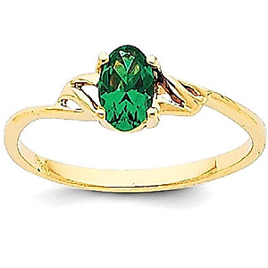 IceCarats 14K Yellow Gold Green Emerald Ring Gemstone Band May Birthstone Jewelry Size 7