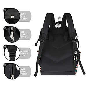 TropicalLife Ethnic Geometric Boho Diaper Backpack Large Capacity Baby Bags Multi-Function Zipper Casual Travel Backpacks for Mom Dad Unisex