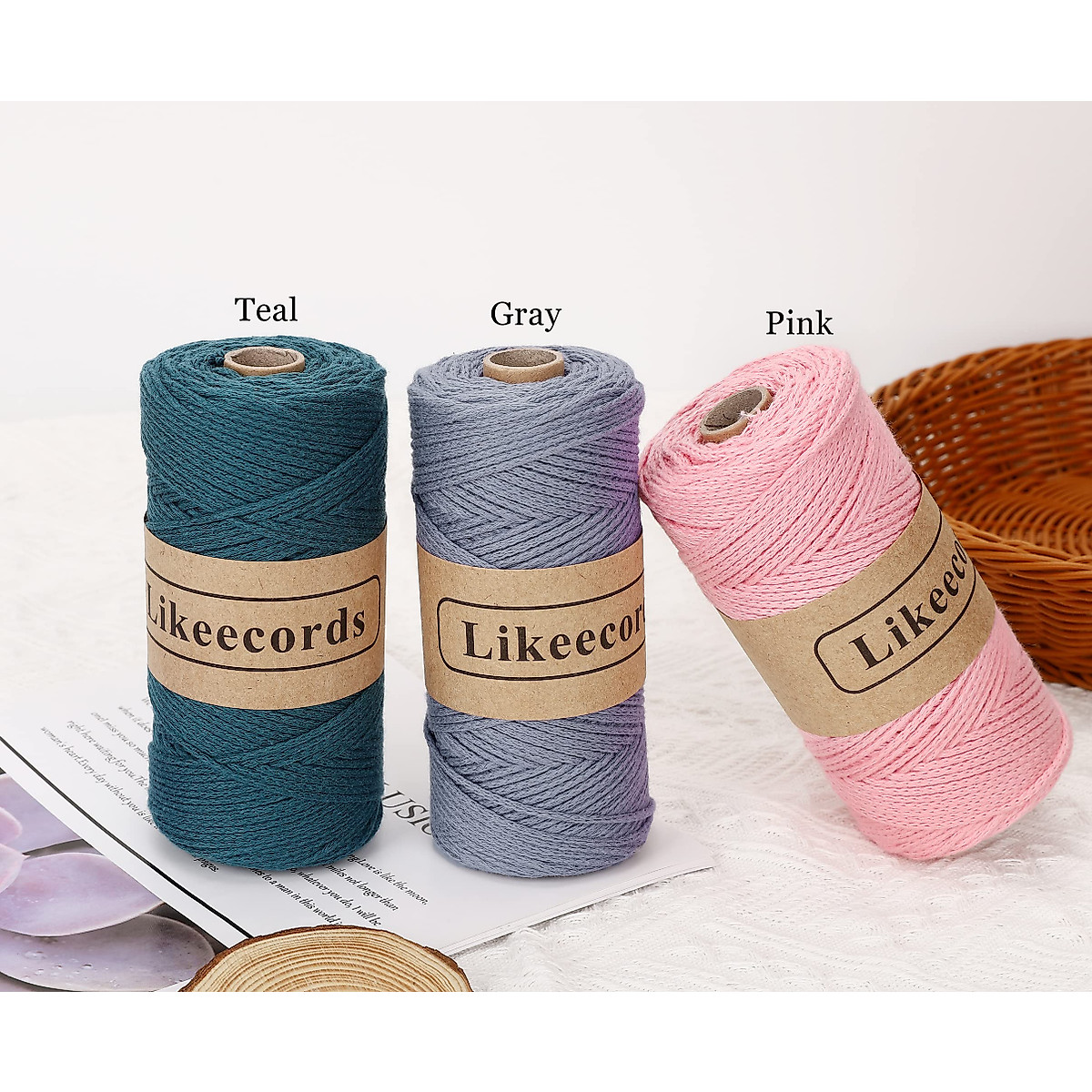 Likeecords 100% Cotton Crochet Bag Cord 2mm 170m Macrame Cord 2mm Crochet Thread Macrame Rope Gift for Knitter (Dark Blue)