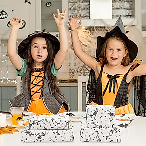 JarThenaAMCS Halloween Wrapping Paper - Mini Roll - 17 Inch x 32.8 Ft Dancing Skeleton Gift Wrap Paper Spooky Art Paper for DIY Crafts Home Party Supplies