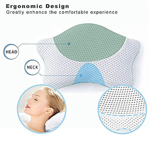 Non Slip Bath Pillow, Luxury Spa Bathtub Head & Neck Rest Support, Permeable Quick Drying Air Mesh Tub Pillow with 4 Large Suction Cups, Fits Any Tubs, Soft and Relaxing