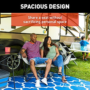 Lippert Campfire Folding Loveseat with 500-lb. Weight Capacity, Carry Bag, Durable Mesh Fabrics, High-Loft Cushioning, Storage Pocket, Dual Cupholders, Stemmed Wine Glass Holder (Sand) - 2021000205