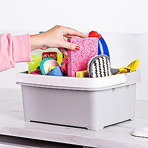 Minky Homecare Large Storage Caddy - Easy to Clean Plastic Storage Bin with Foldaway Handle - Perfect for Cleaning, Crafts, Baby Items, DIY - Great for Pantry, Fridge & Organization - Made in the UK