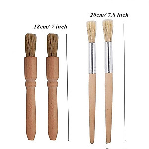 Espresso Brush Set 4 Pieces Professional Espresso Machine Cleaning Brush Wood Handle Natural Bristles Brush for Coffee Grinders Cleaning