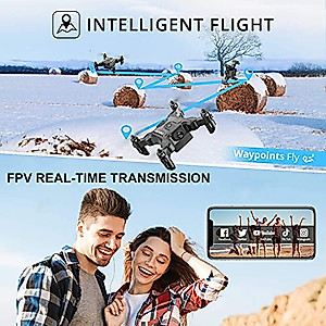 4DV2 Foldable Mini Drone with 720P Camera for Kids,2.4G FPV Video camera,Nano Portable Pocket RC Quadcopter Toys,3D Flip,Altitude Hold,Headless Mode,Trajectory Flight,3D Flips,3 Battery