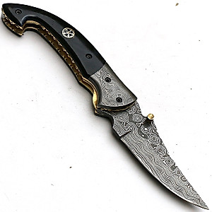 PAL 2000 KNIVES Handmade Damascus Steel Folding Pocket Knife PO-8736