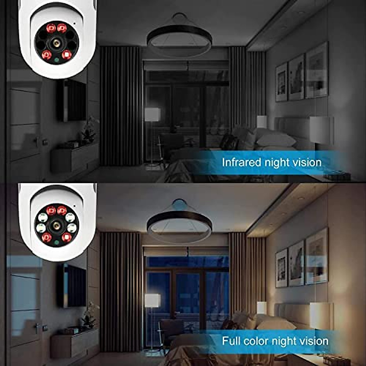 ARMIDO Wireless WiFi PTZ 1080p Light Socket Bulb Security Camera Floodlight Night Vision Motion Detection Two-Way Audio 2.4Ghz and 5Ghz Support