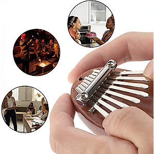 AIEX 8 Keys Mini Kalimba Thumb Piano with Lanyard Pocket Thumb Piano Portable Mbira Finger Piano Gift for Children Adults Beginners