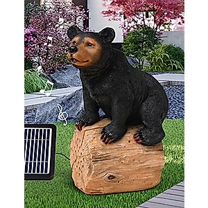 AXOSO Outdoor Bluetooth Speakers Waterproof Wireless Solar Powered & Weather Resistant with Rechargeable Battery, Outside Black Bear Bluetooth Speakers for Patio,Pool,Deck,Garden and Home