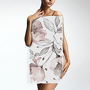 ALAZA Pink Rose Gray Leaves Hand Towels Bathroom Towel Highly Absorbent Soft Small Bath Towel Decorative Guest Breathable Fingertip Towel for Face Gym Spa 30 X 15 Inch…