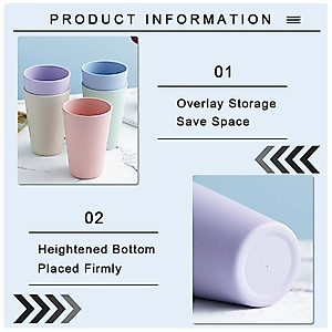 Roucerlin 5PCS Big 20OZ Wheat Straw Cup, Unbreakable Reusable Drinking Cups Water Cup, Stackable Coffee Cup Juice Tumblers, Mug for Coffee, Tea, Water, Milk, Juice (Beige)