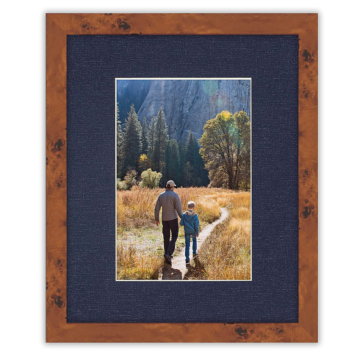 12x18 Mat Bevel Cut for 11x17 Photos - Acid Free Navy Canvas Texture Precut Matboard With Backing Board and Crystal Clear, Self Seal Photo Mat Bag - For Pictures, Photos, Framing - 4-ply Thickness