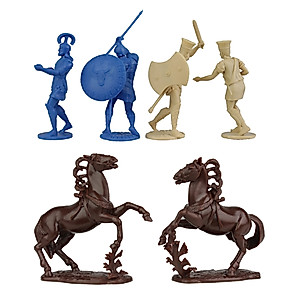 LOD Trojan War Greek vs Trojan Chariot Playset: 12 BLUE TAN 1:30 Plastic Figures