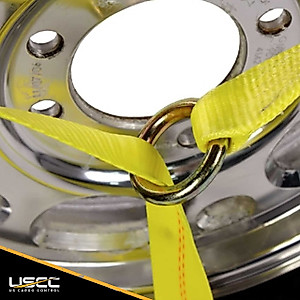 US Cargo Control Lasso Straps with O-Rings (4-Pack), 2 Inch X 10 Foot Lasso Straps for Car Hauler and Low Clearance Car Hauling Applications, 3,333 LBS Working Load Limit, Wheel Tie Down Strap