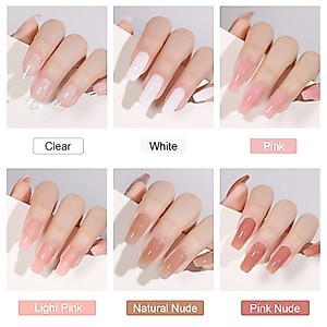 GAOY Poly Gel Nail Kit with U V Light, 6 Pcs Builder Gel Nail Extension Kit for Beginners with Everything Nail Art DIY at Home