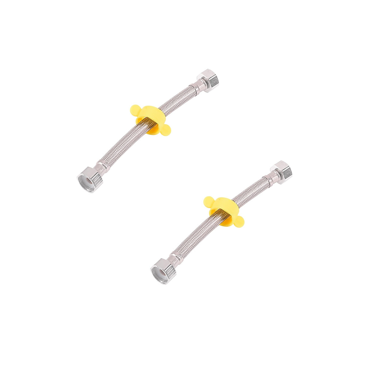 Skweawert 8 In Faucet Supply Lines, 1/2 x 1/2 Female Faucet Connector, Braided Stainless Steel Faucet Hose for Kitchen Sink Toilet（2Pack)