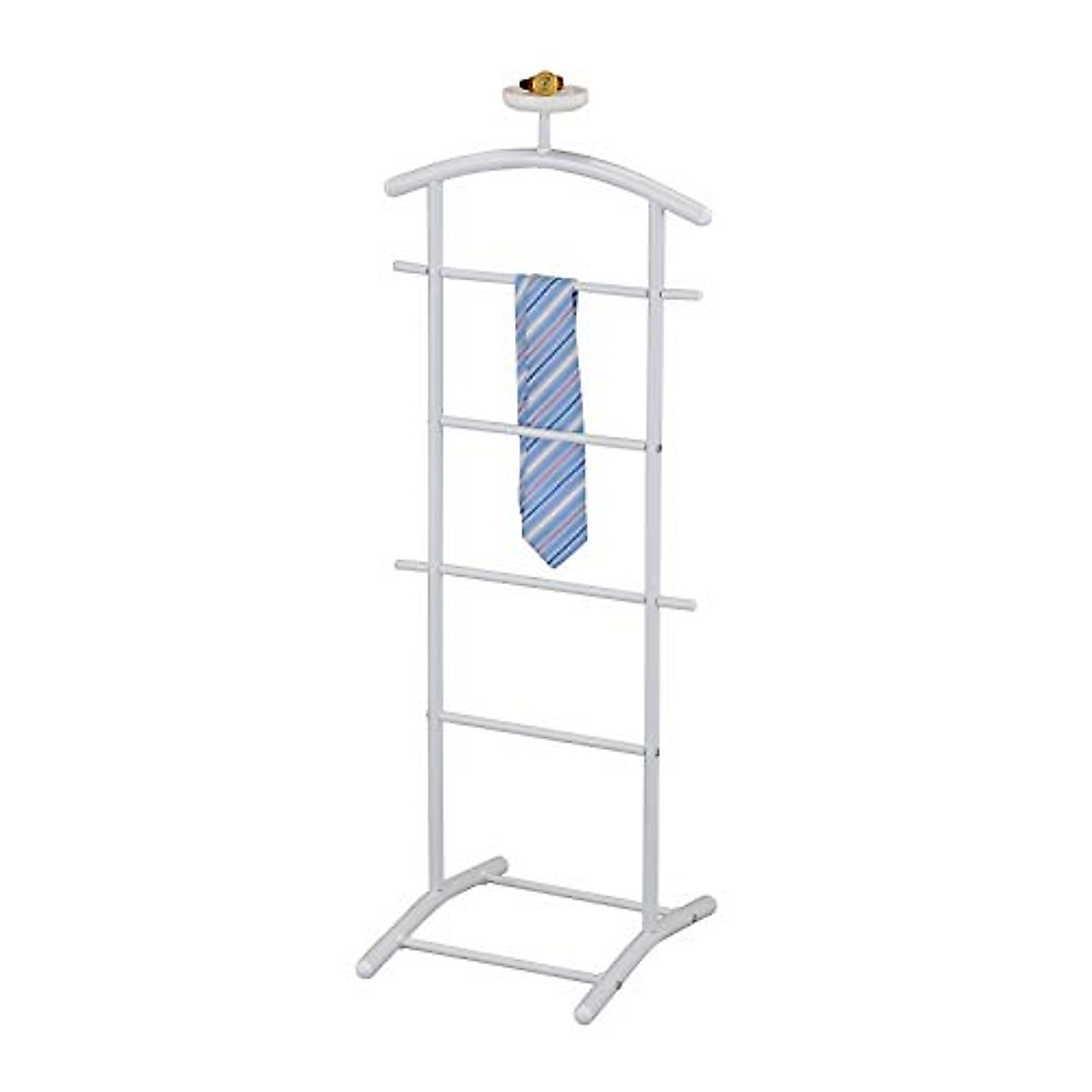 KB Designs - Suit & Tie Freestanding Valet Stand Clothing Organizer Rack, White