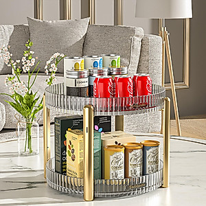 YTCYKJ Two Tier Lazy Susan, 360° Rotating Spice Rack, Spice Organizer for Cabinet, Counter Storage Rack Turntable with Non-Slip Base for Kitchen, Pantry, Cabinet,Cupboard, Cosmetics