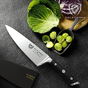 DALSTRONG Chef Knife - 8 inch Blade - Gladiator Series ELITE - Forged HC German Steel Chef's Knife - Razor Sharp Kitchen Knife - Professional Full Tang Knife - Black G10 Handle - Sheath -NSF Certified