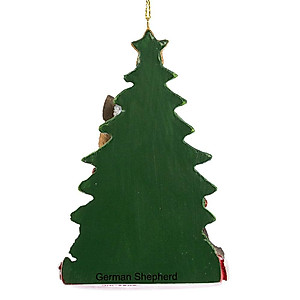 German Shepherd With Christmas Tree Ornament For Personalization, Resin
