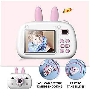 SOLUSTRE Girl Toys Rabbit Shaped Kid Camera 1080P Children Digital Camera 2.4 inch Screen Dual Lens Video Recorder Gift for Kids Kids Toys