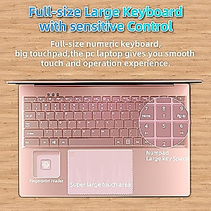 【Win 11 Pro/Office 2019】16 inch Laptop Narrow Bezels FHD (1920*1200) IPS Display, High Performance Celeron N5105 CPU, 16GB RAM, 256GB SSD, with Full Size Numeric Backlit KB, Rose gold (16G+256G SSD)