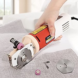 CGOLDENWALL Electric Rotary Fabric Cutter, Multi-layer Electric Fabric Scissors, 0.86" Cutting Thickness, for Cloth Fabric Leather and Carpet, with Replacement Blades, Sharpening Stones and more, 110V
