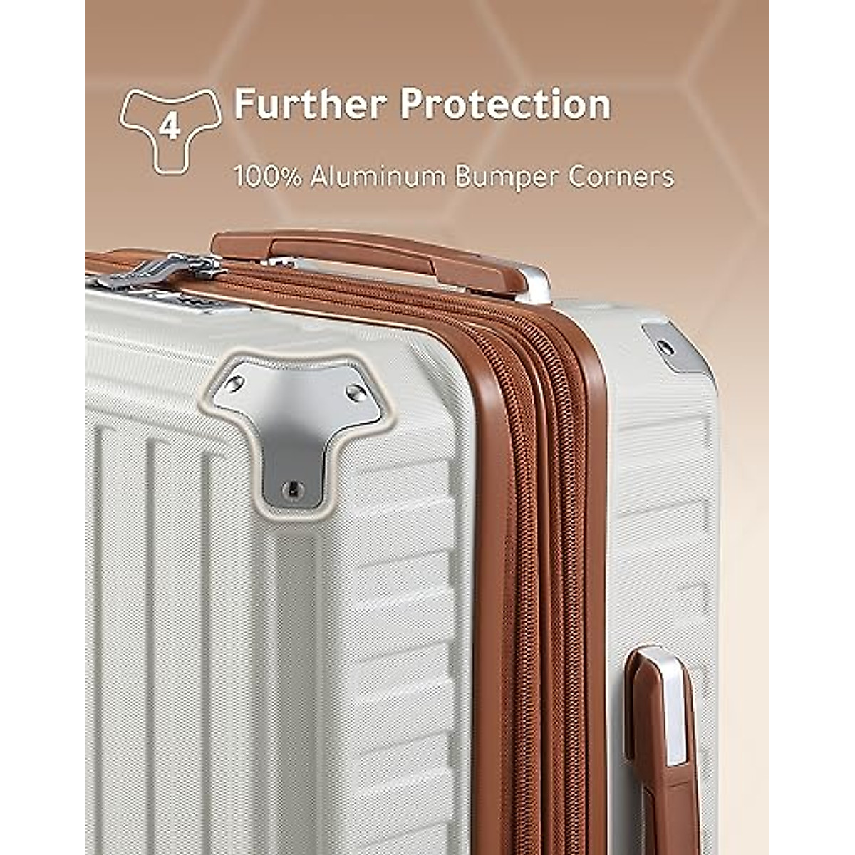 LUGGEX Carry On Luggage 22x14x9 Airline Approved - PC Expandable Hardside Luggage with Spinner Wheels - 4 Metal Corner Hassle-Free Travel