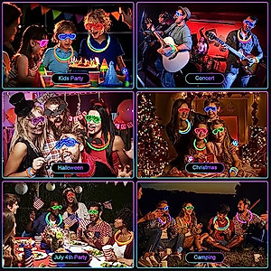SHQDD140PCS Led Light Up Toys Party Supplies, 20 Flashing Glasses, 20 LED Fidget Spinner Bracelets, 100 Glow Sticks In Dark Party Supplies for Kids Adult, Light Up Party Favors for Birthday Cosplay