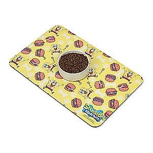 SpongeBob SquarePants for Pets Krabby Patty Dog Placemat | Non-Slip Bottom Silicone Leak Proof Dog Food Placemat for Food and Water , Multicolor, 19" x 12" (FF16939)