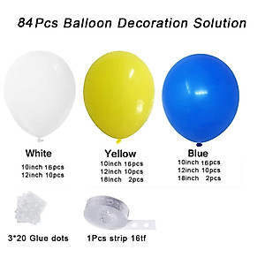 Blue Yellow White Balloon Garland & Arch Kit，18inch 12inch 10inch Blue Yellow and White Balloons, for Birthday, Baby Shower, Wedding, Party Decorations