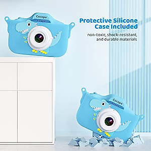 Cocopa Kids Camera Toys for 3-12 Years Old Boys Girls,HD Digital Video Cameras for Kids with Protective Silicone Cover,Christmas Birthday Gifts for 3 4 5 6 7 8 Year Old Boys with 32GB SD Card(Blue)