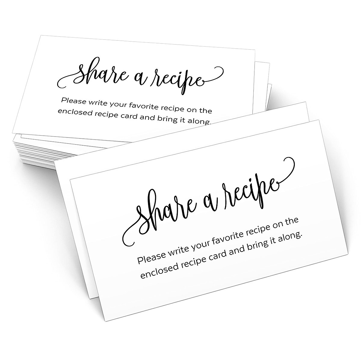 321Done Request a Recipe Card (Set of 50) 3.5x2 White, Modern Script - Little Share a Recipe Insert Card for Bridal Shower Game, Keepsake, Heavy Cardstock, Matching Recipe Cards - Made in USA