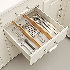 Bellsal Large Drawer Divider Bamboo (3.15 Tall 16.75-21.85 Long) Deep Kitchen Drawer Organizer for Clothes Dresser Bedroom Office Set of 4