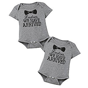 bakjuno Newbron Gentleman Rompers Baby Boy Bodysuits Cute Twins Romper (Gray02, 0-3 Months)