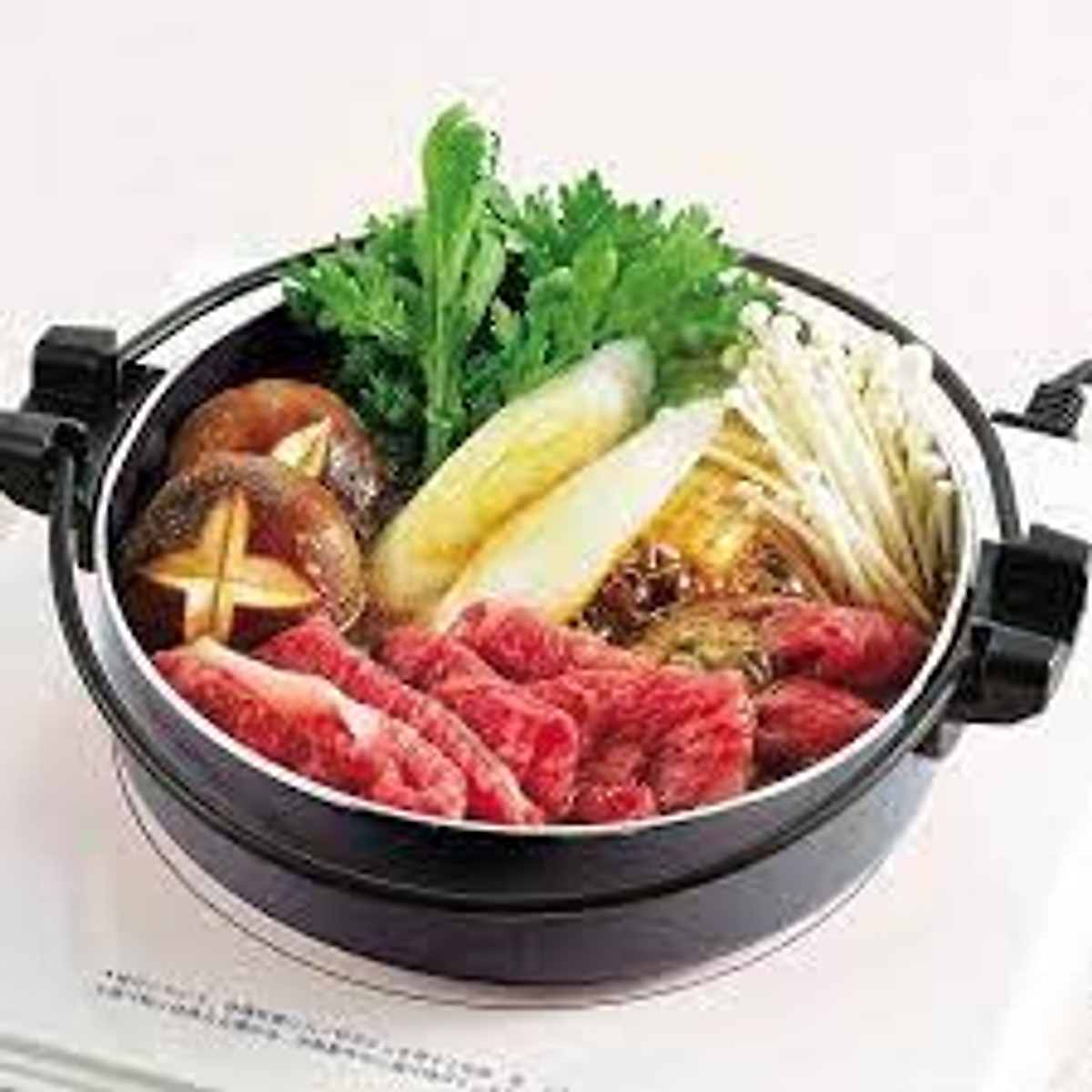 JapanBargain 3868, Sukiyaki Nabe Pot Shabu Shabu Hot Pot Pan with Glass Lid for Induction Heating IH Stove