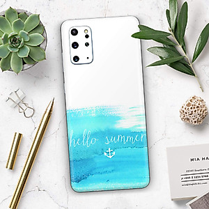 DesignSkinz Hello Summer Blue Watercolor Anchor V2 Protective Vinyl Decal Wrap Skin Cover Compatible with The Samsung Galaxy S20 (Screen Trim & Back Glass Skin)