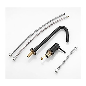 MIYANXI Brushed Gold Basin Faucet 5 Colors Single Handle Widespread Bathroom Sink Mixer Tap Deck Mounted Bathtub Mixers Crane,Kitchen Sink Faucet, Black, WJ5501