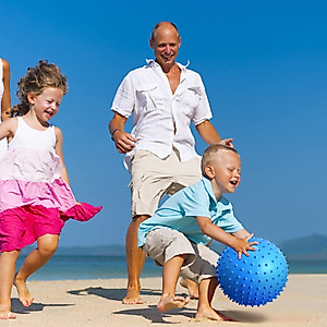 10 Packs Knobby Balls 9 Inches Sensory Balls Fun Bouncy Balls Spiky Toy Balls Inflatable Outdoor Ball Rubber Massage Stress Balls with Hand Air Pump for Party Favors Stocking Stuffers, 5 Colors