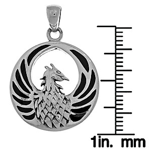 Jewelry Trends Sterling Silver Phoenix Fire Bird Pendant Created Black Onyx