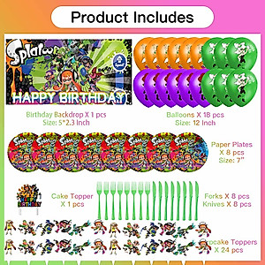 Splatoon Party Supplies Decorations Birthday Plates Cake Topper Backdrop Banner Decor
