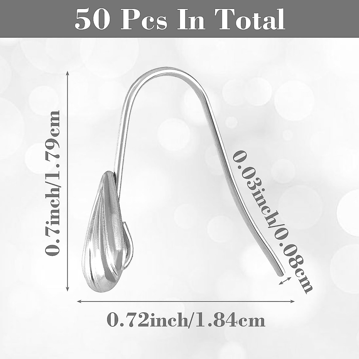 HIZNIC 50PCS Hypoallergenic Leverback Earring Hooks 18K Silver Ear Wires with Dangle Loops for Jewelry Findings Making Craft