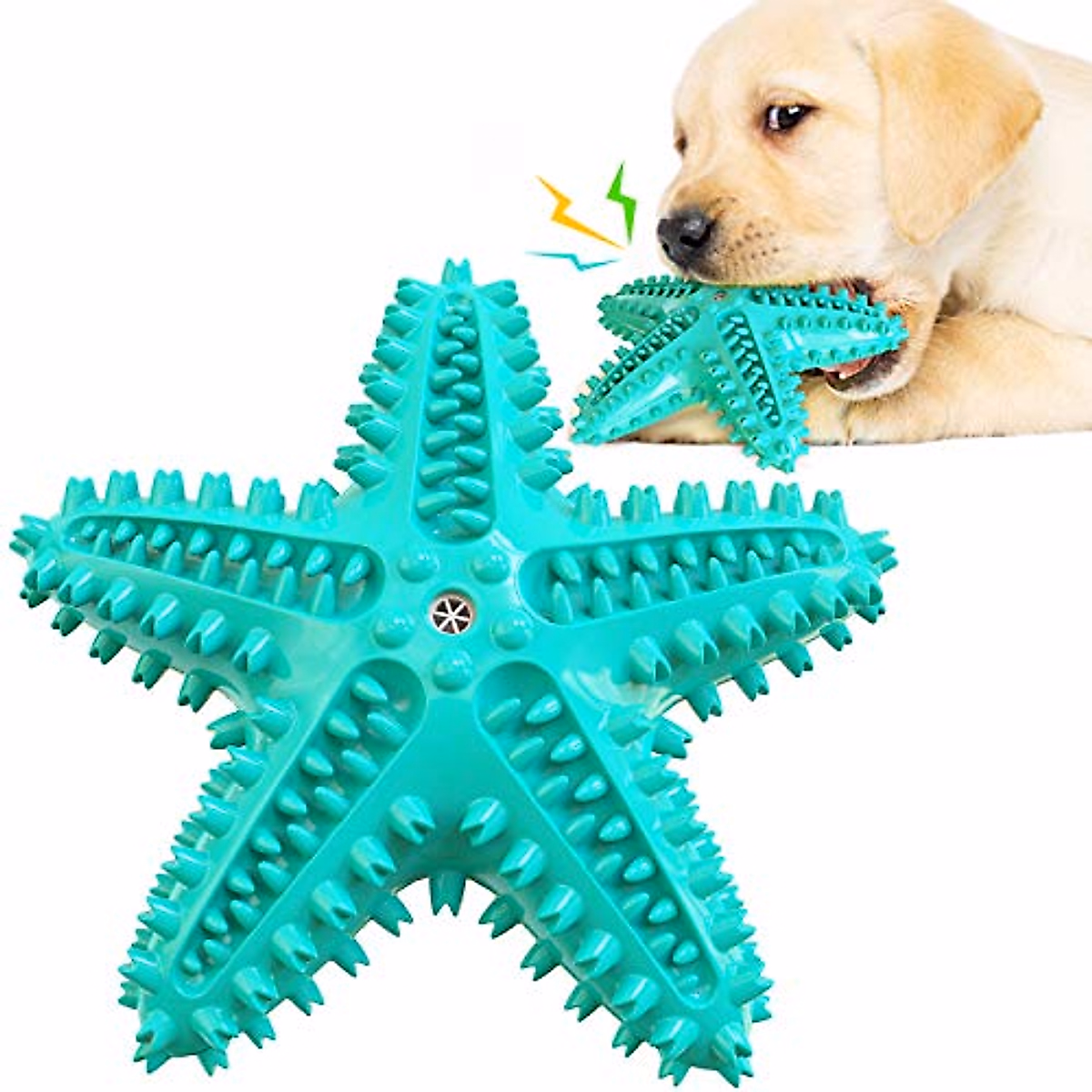 Carllg Dog Toys for Aggressive Chewers, Dog Teething Cleaning Toothbrush Toy, Durable Squeaky Interactive Starfish Puppy Toys for Small Medium Large Breed