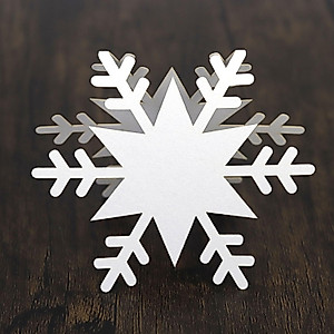 Snowflakes Place Cards,Christmas Place Cards Holiday Snowflake Blank Table Setting Folded Paper Name Tent Cards for Winter Wonderland Dinner Wedding Tables Party Decorations (25Pcs)